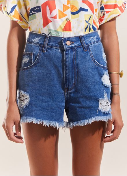 Short jeans bordado aplicado JEANS - Cantao