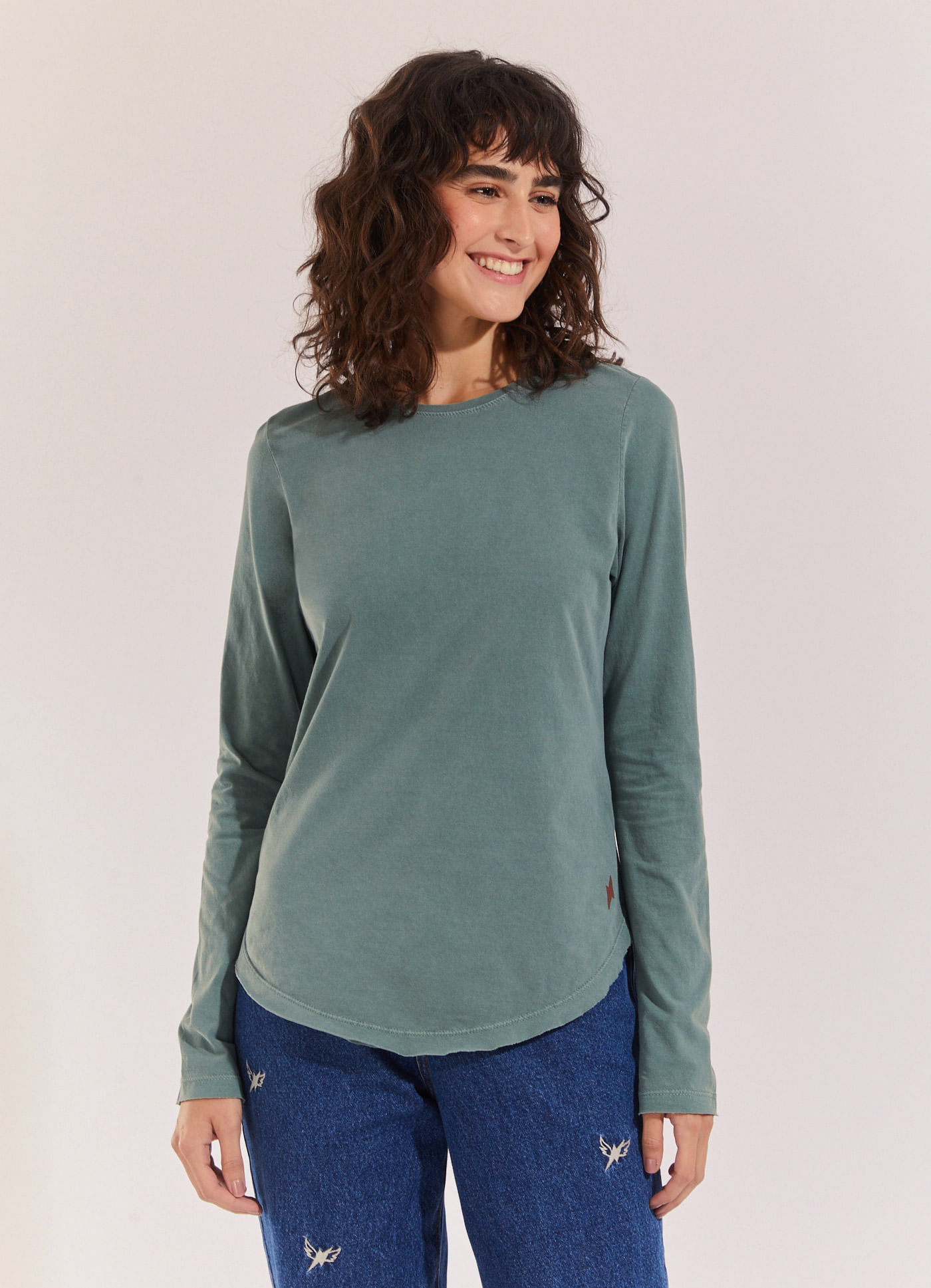 Blusa básica manga longa VERDE ESCURO - Cantao