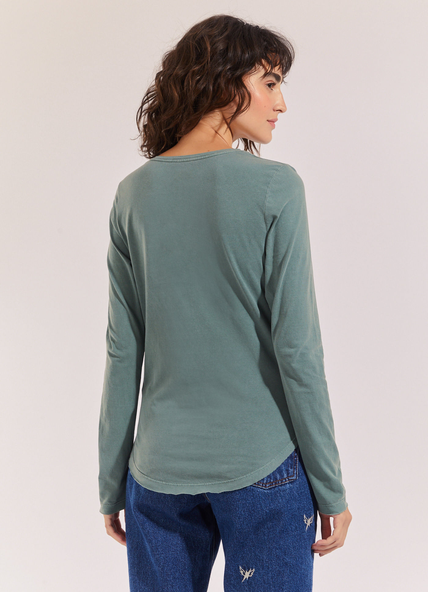 Blusa básica manga longa VERDE ESCURO - Cantao