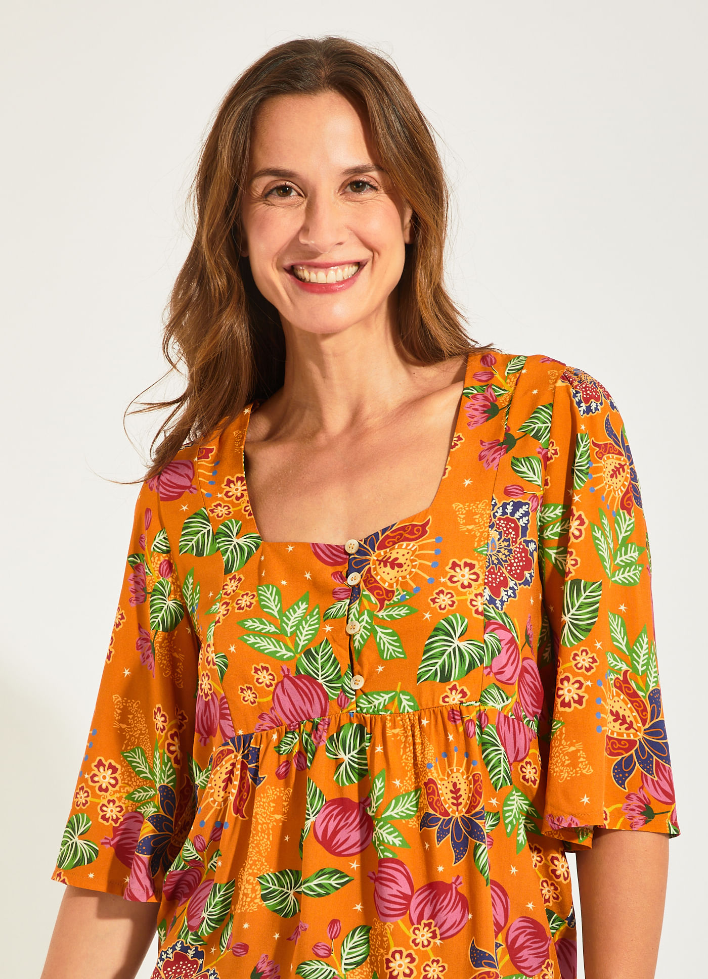 Bata estampada noturna AMARELO - Cantao