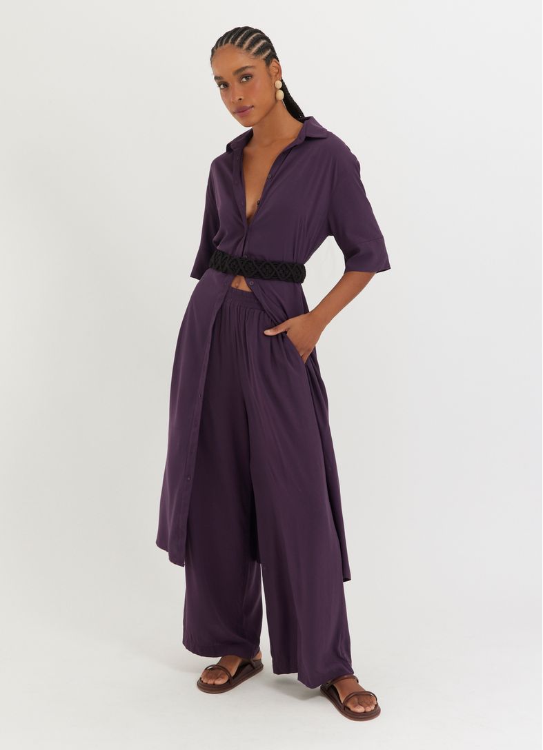 Vestido chemisier viscose lisa roxo - Cantao
