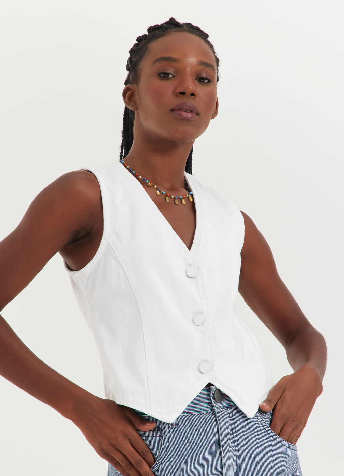 Colete sarja color branco - Cantao